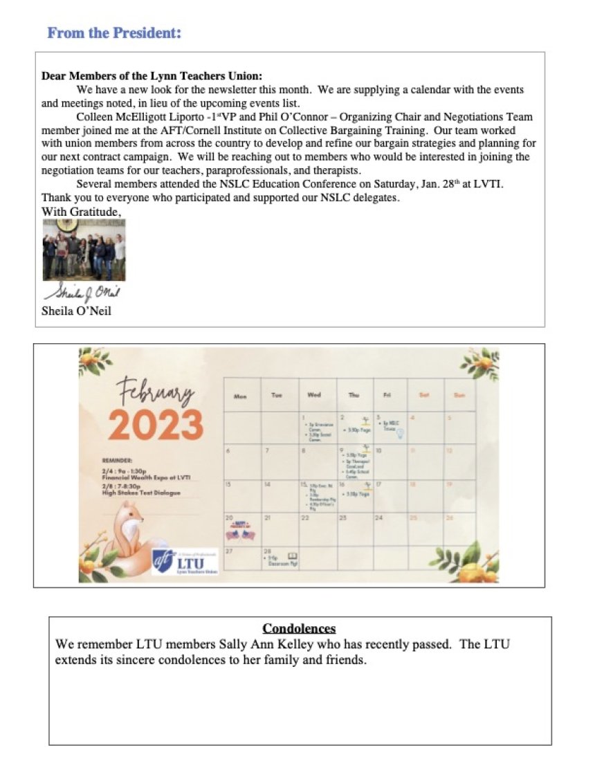 Newsletters | Lynn Teachers Union
